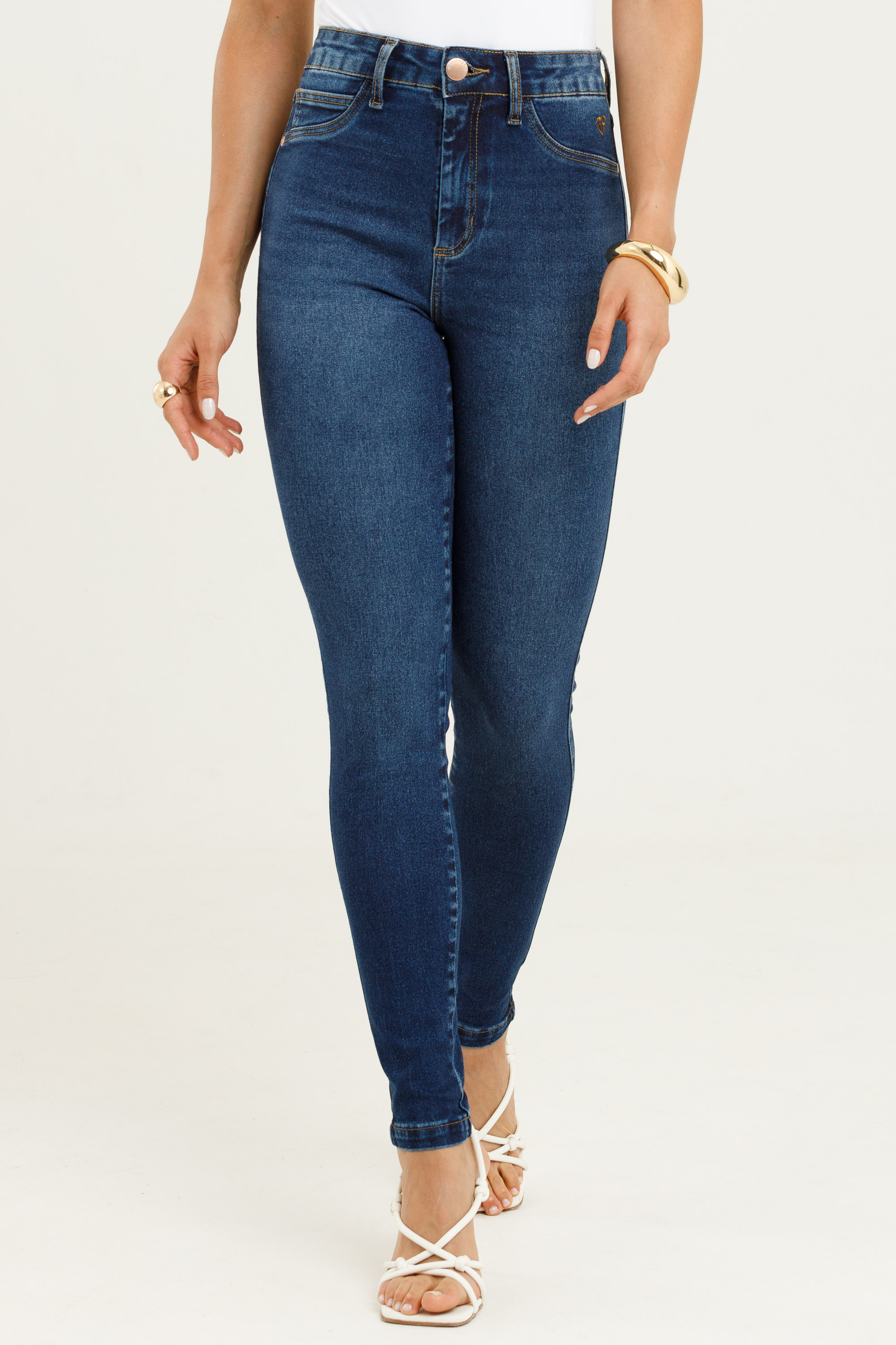 Calça Skinny Cintura Alta Cigarrete Índigo Escuro | ROCKSHAM